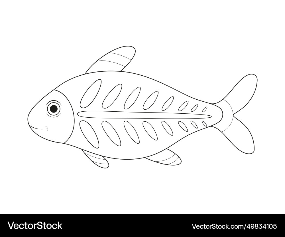 X-ray fish coloring page Royalty Free Vector Image