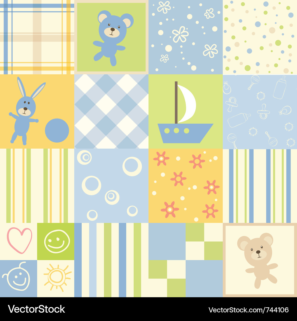 Baby seamless set of child patterns Royalty Free Vector