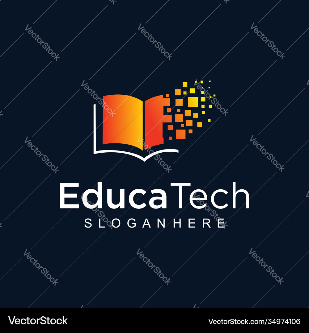Book digital tech logo design education Royalty Free Vector