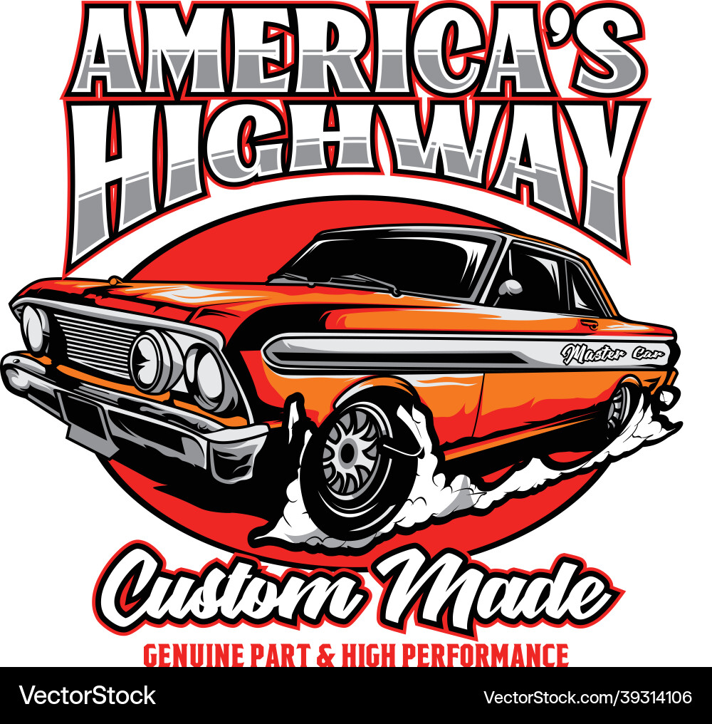 Classic Muscle Car Drag Race Royalty Free Vector Image