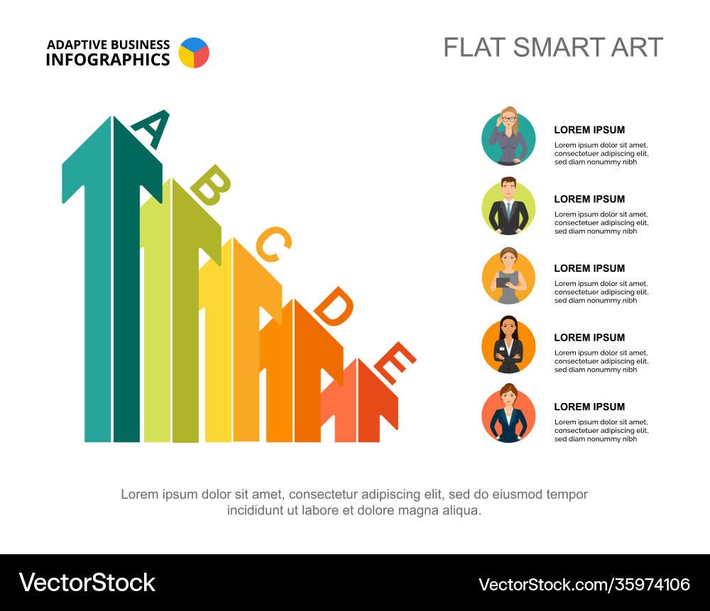 Five arrows financial process chart template Vector Image