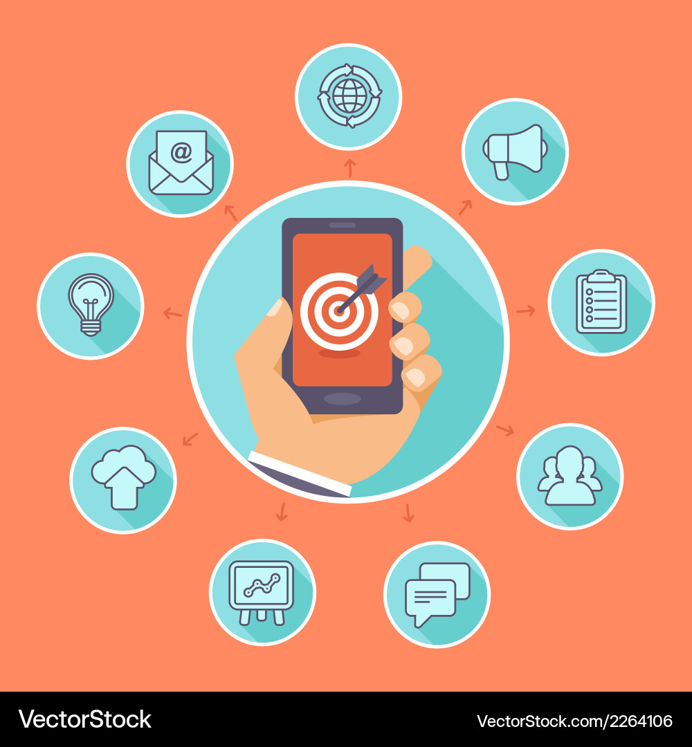 Flat concept - internet marketing Royalty Free Vector Image