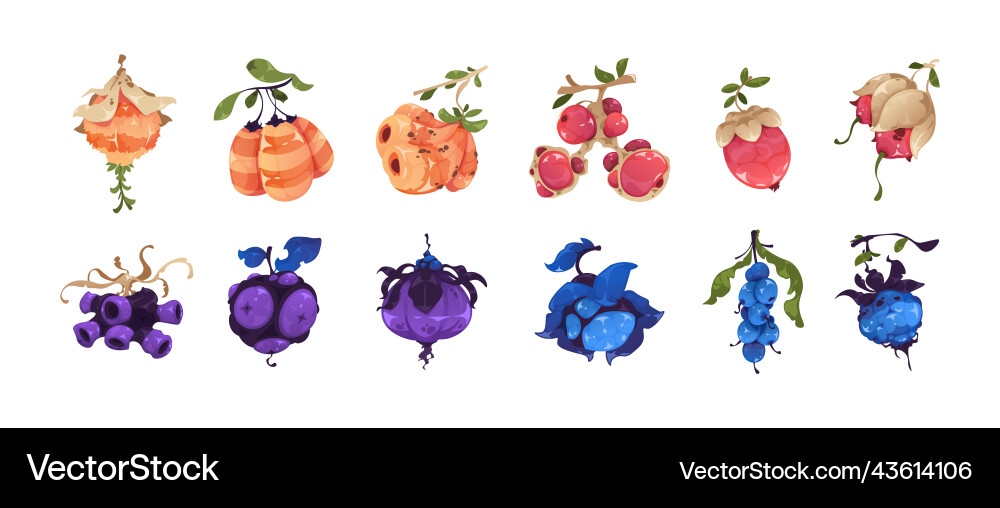 Fruits game asset fantasy gui sprite graphic Vector Image
