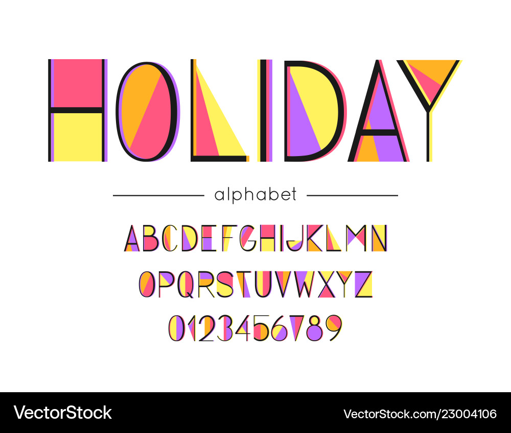 Holiday Font & Alphabet Set Royalty Free Vector Image