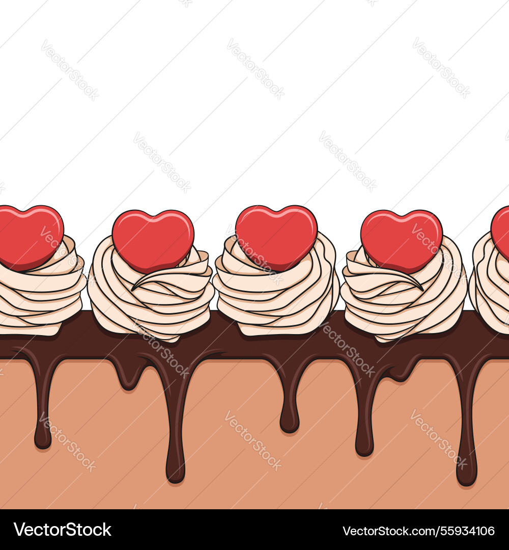 Horizontal seamless pattern with cream cake Vector Image
