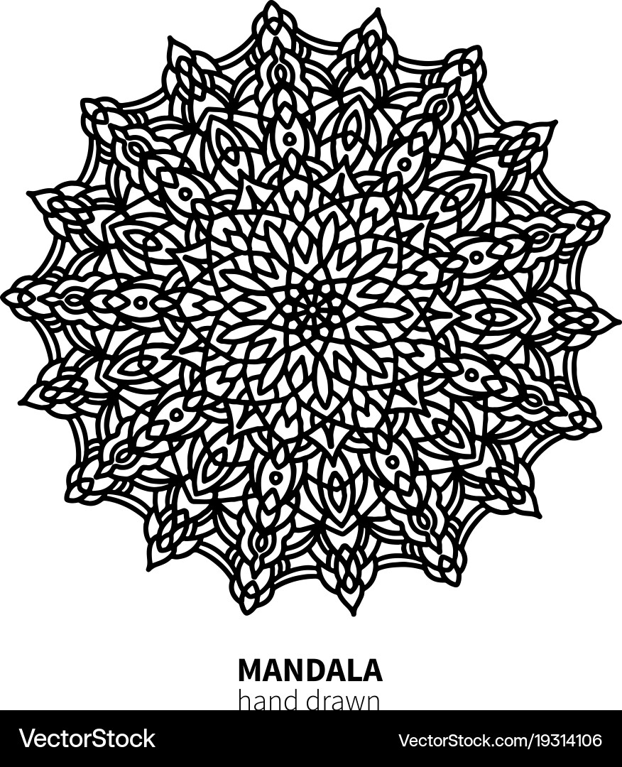 Mandala flower drawing decorative boho Royalty Free Vector