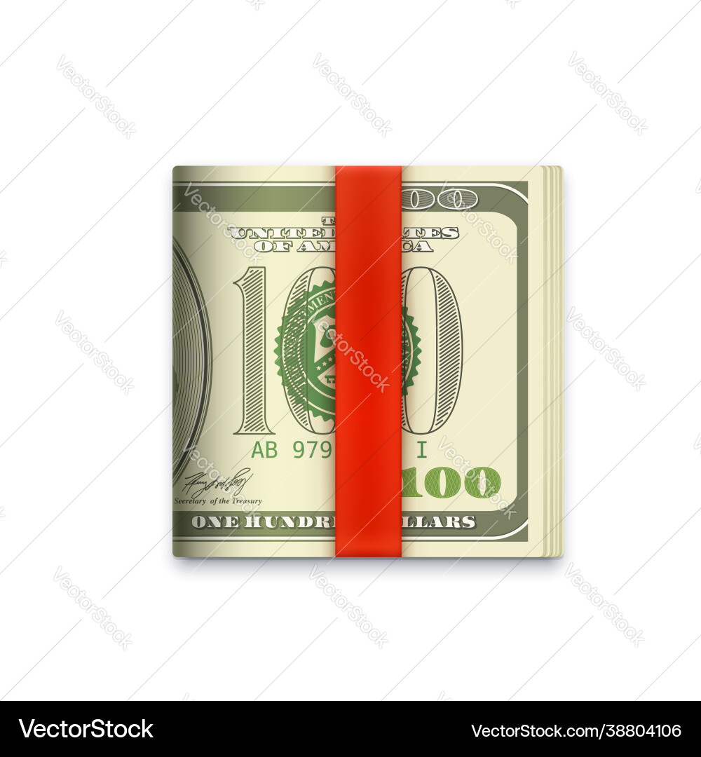 Money Roll with Red Ribbon Royalty Free Vector Image