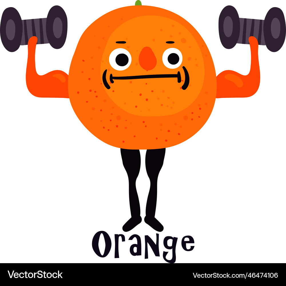 Orange doing sport Royalty Free Vector Image - VectorStock