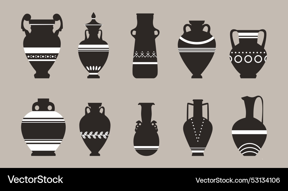 Set of amphoras - ancient Royalty Free Vector Image