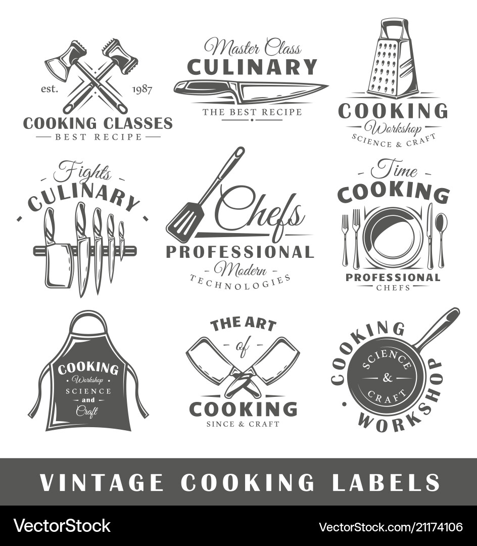 Set of vintage cooking labels Royalty Free Vector Image
