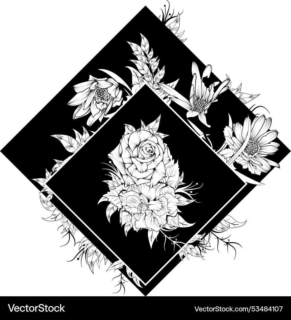 Botanical minimalism line art leaves frame Vector Image