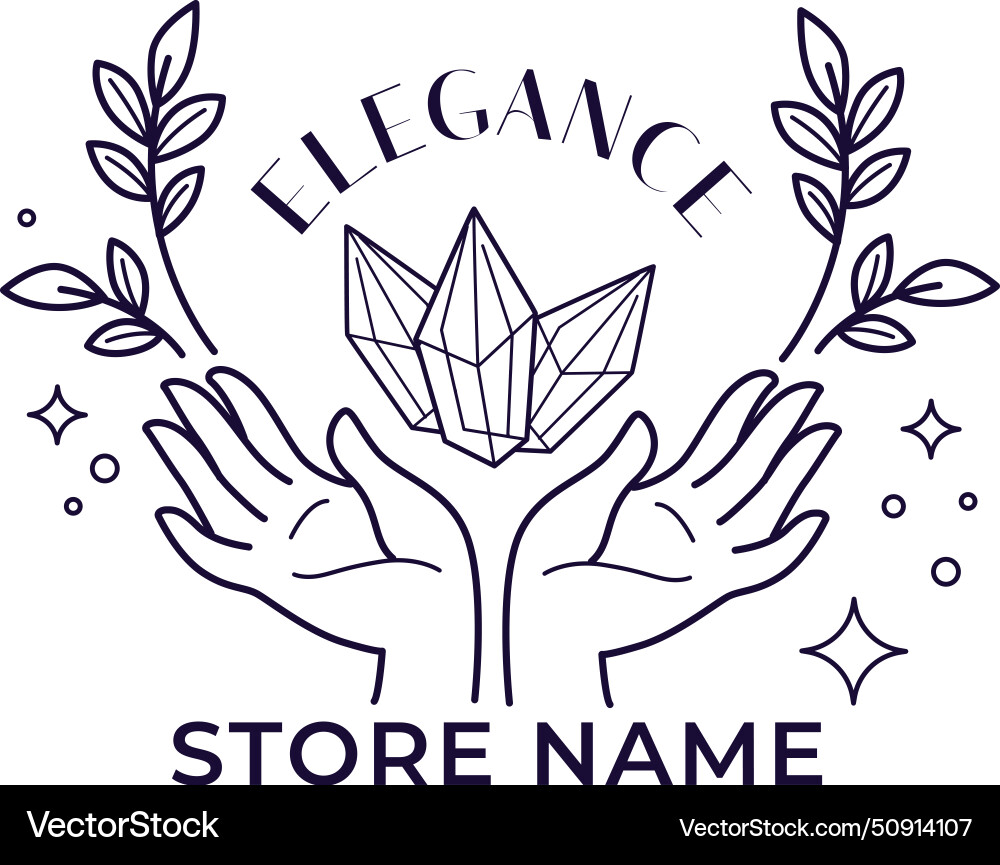 Creative gem hand jewelry store logo Royalty Free Vector