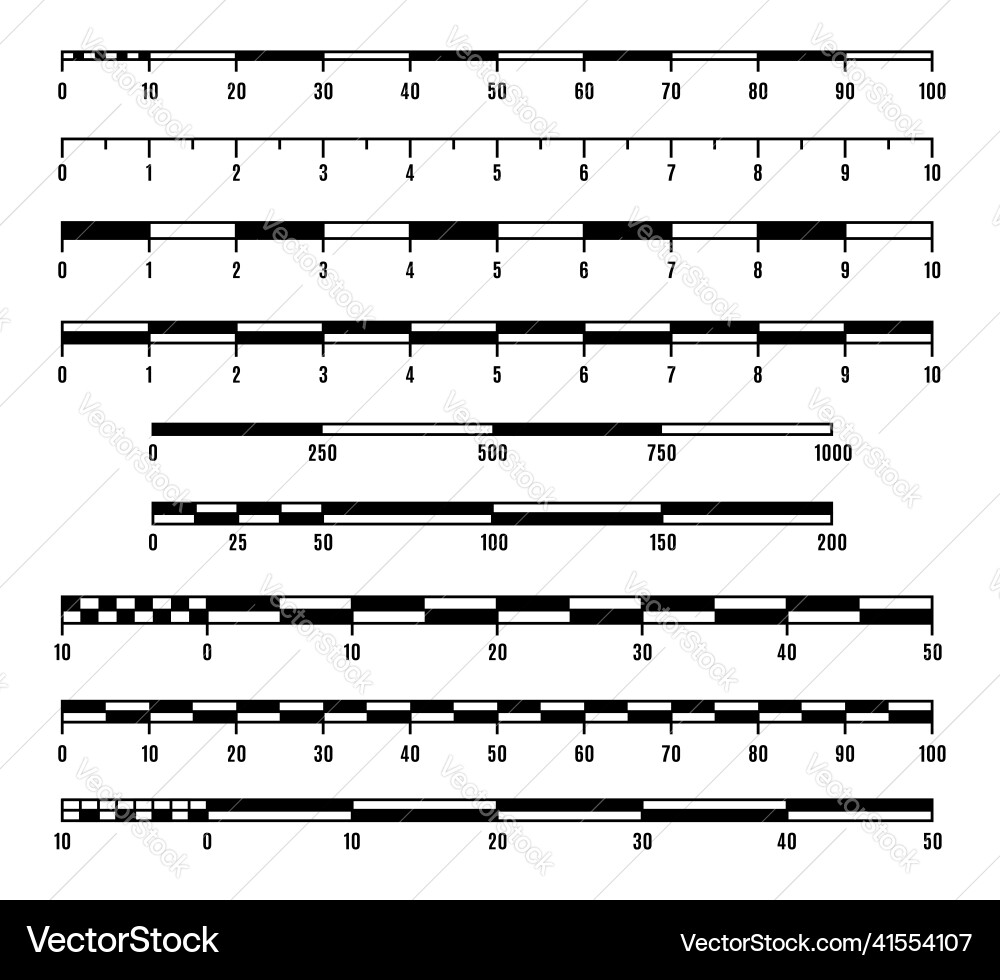 Map scale lines and rulers for distance measure Vector Image
