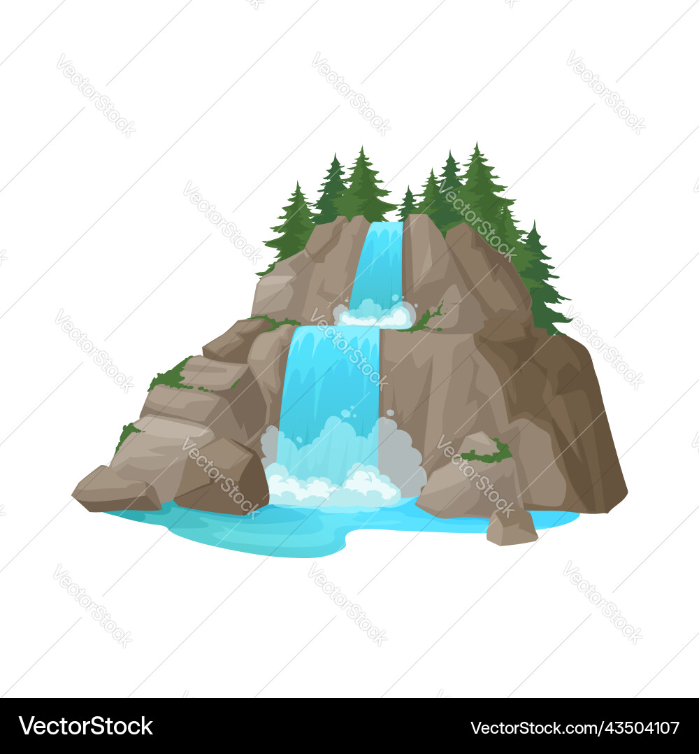 Mountain Waterfall Landscape Royalty Free Vector Image