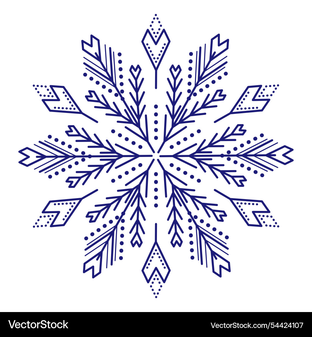 Northern ethnic ornament blue ornate snowflake Vector Image