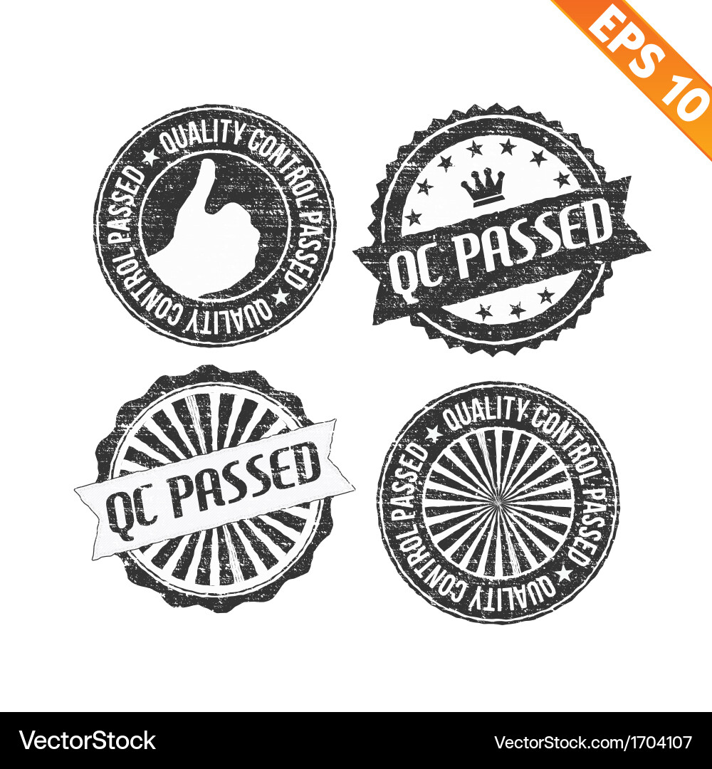 Stamp sticker qc pass collection - eps10 Vector Image