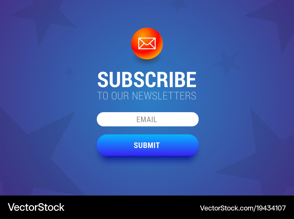 Subcribe form with name and email input fields Vector Image