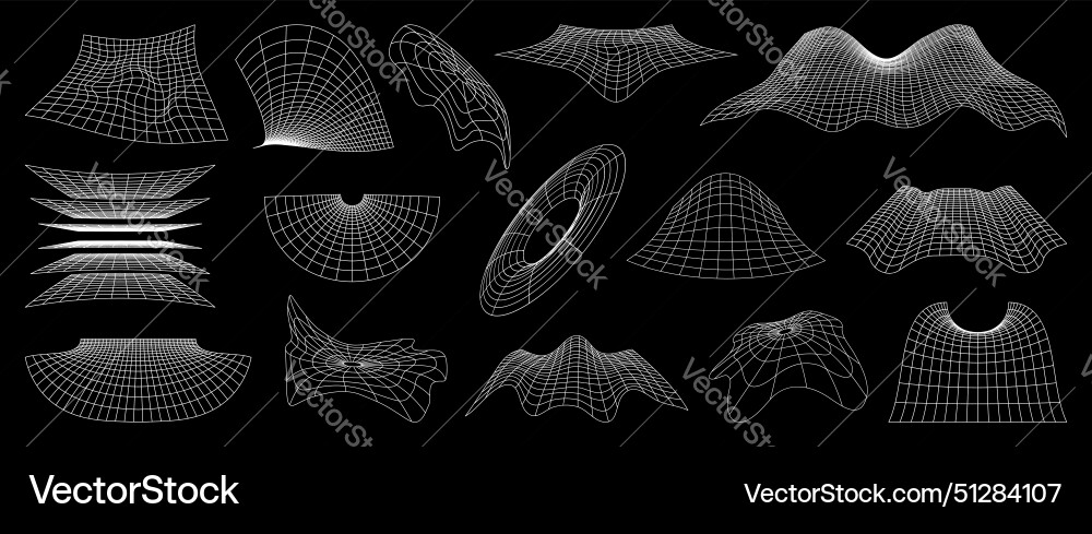 Wireframe grid and mesh futuristic net set Vector Image