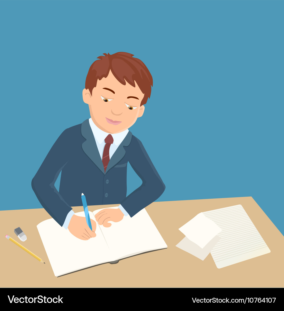 Young Boy Studying Royalty Free Vector Image - VectorStock