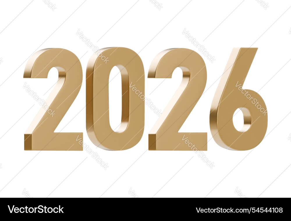 3d golden numbers 2026 elegant and modern Vector Image