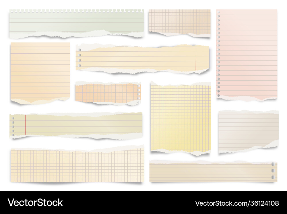 Colorful ripped paper strips isolated on white Vector Image
