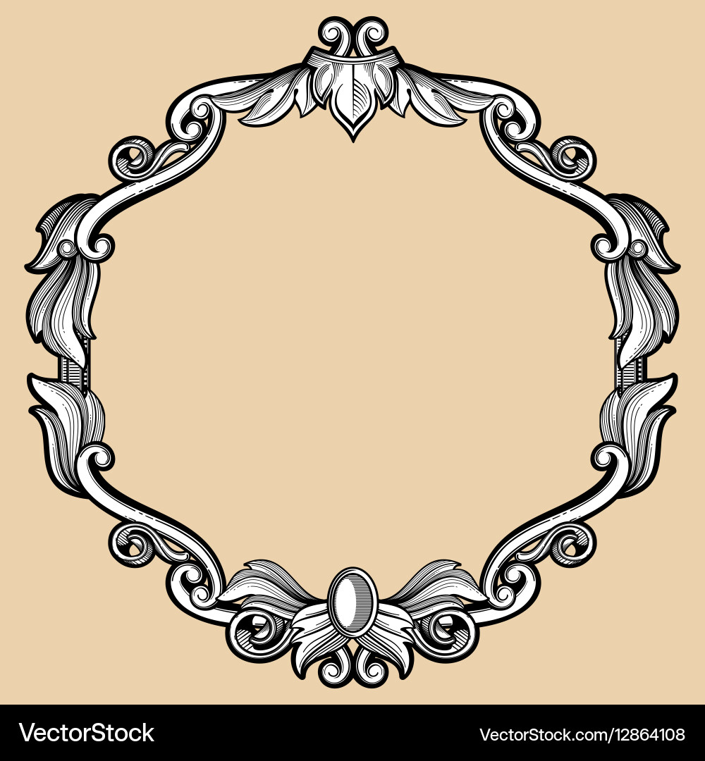 Engraving border frame with pattern in retro Vector Image