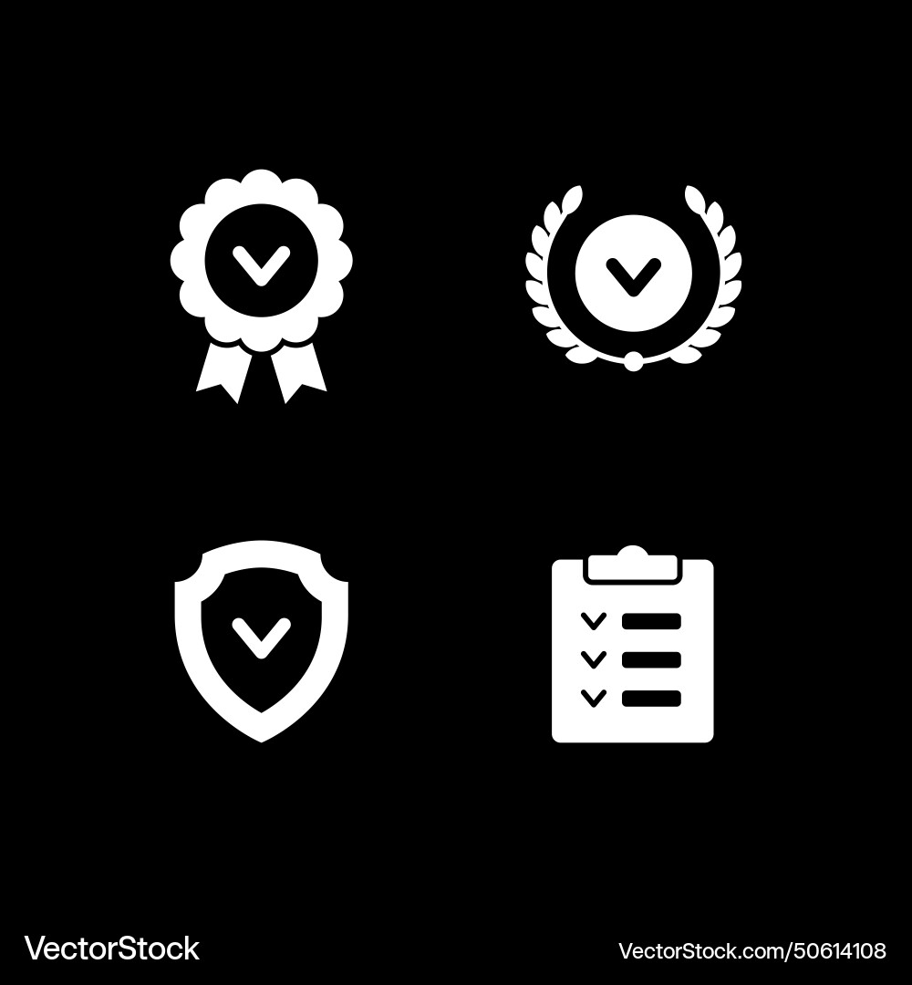 Set glyph icons of check mark Royalty Free Vector Image