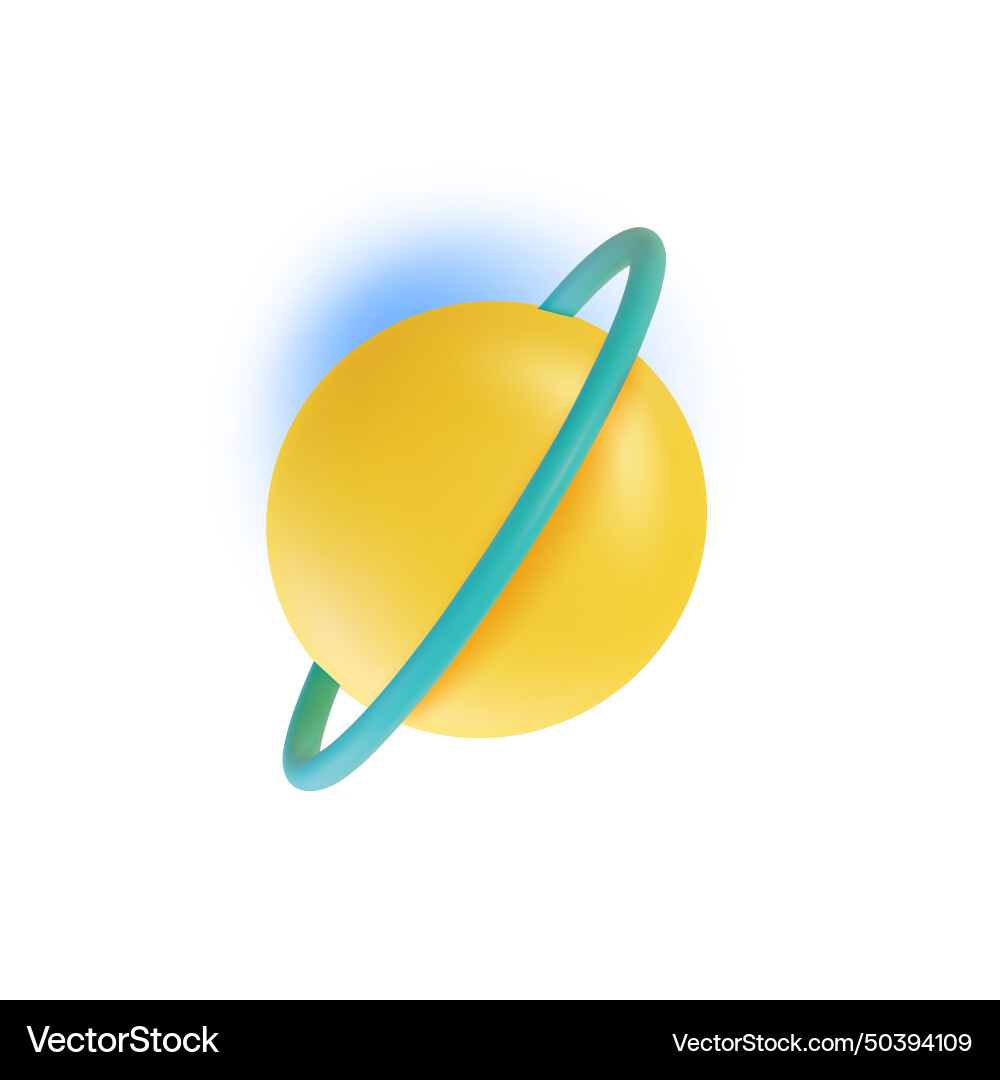 3d planet with ring around cartoon style Vector Image