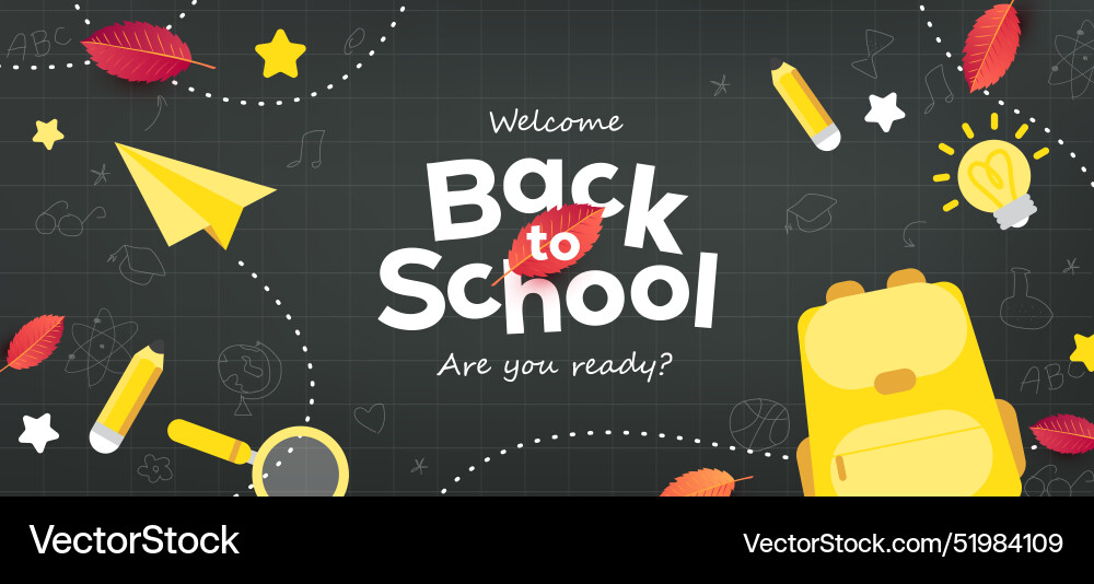 Back to school chalk on blackboard background Vector Image