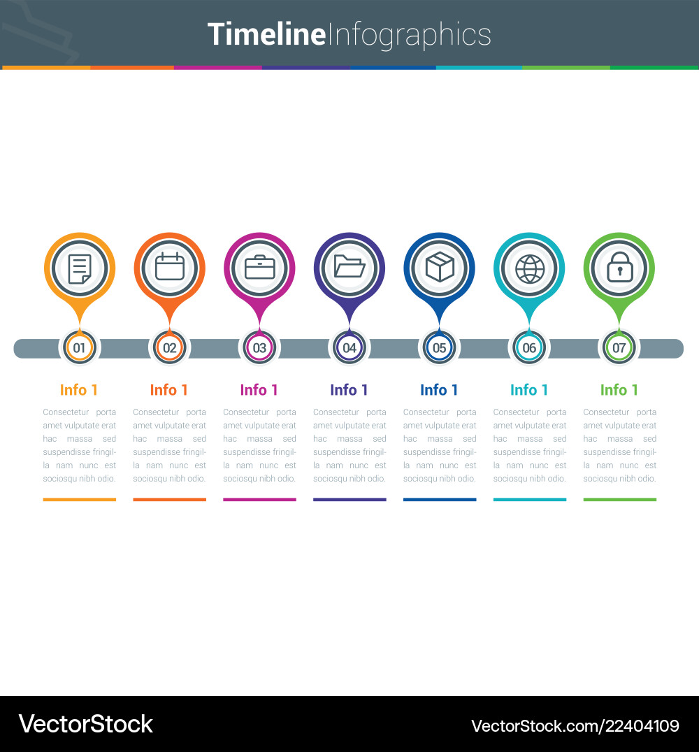 Clean and colourful timeline Royalty Free Vector Image