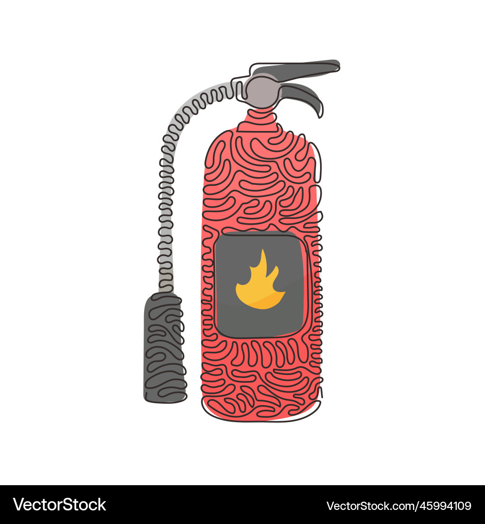 Continuous one line drawing red fire extinguisher Vector Image