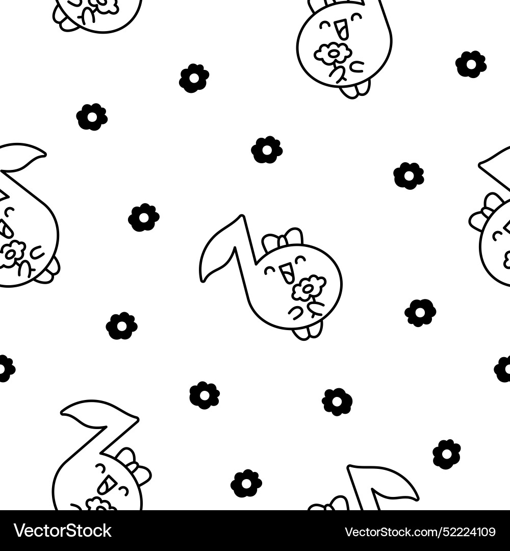 Cute little music note character coloring page Vector Image