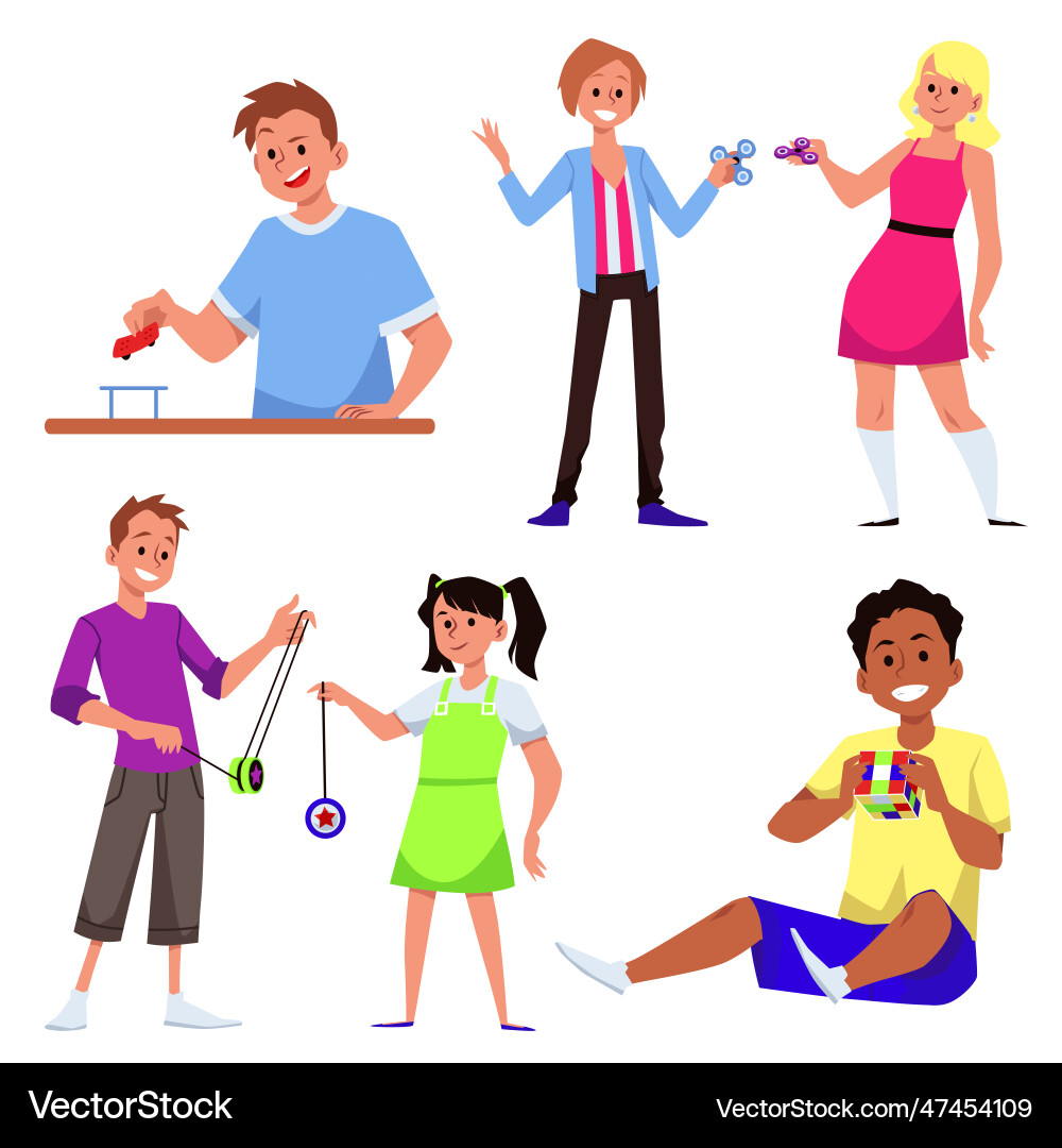 Diverse people playing different games with hands Vector Image