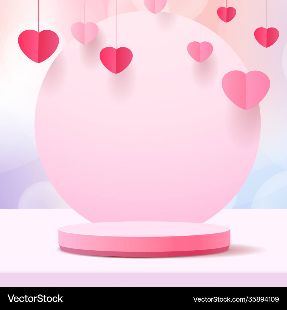 Happy valentines day podium display stand mockup Vector Image