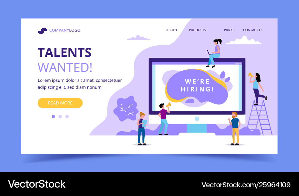 Hiring landing page concept Royalty Free Vector Image