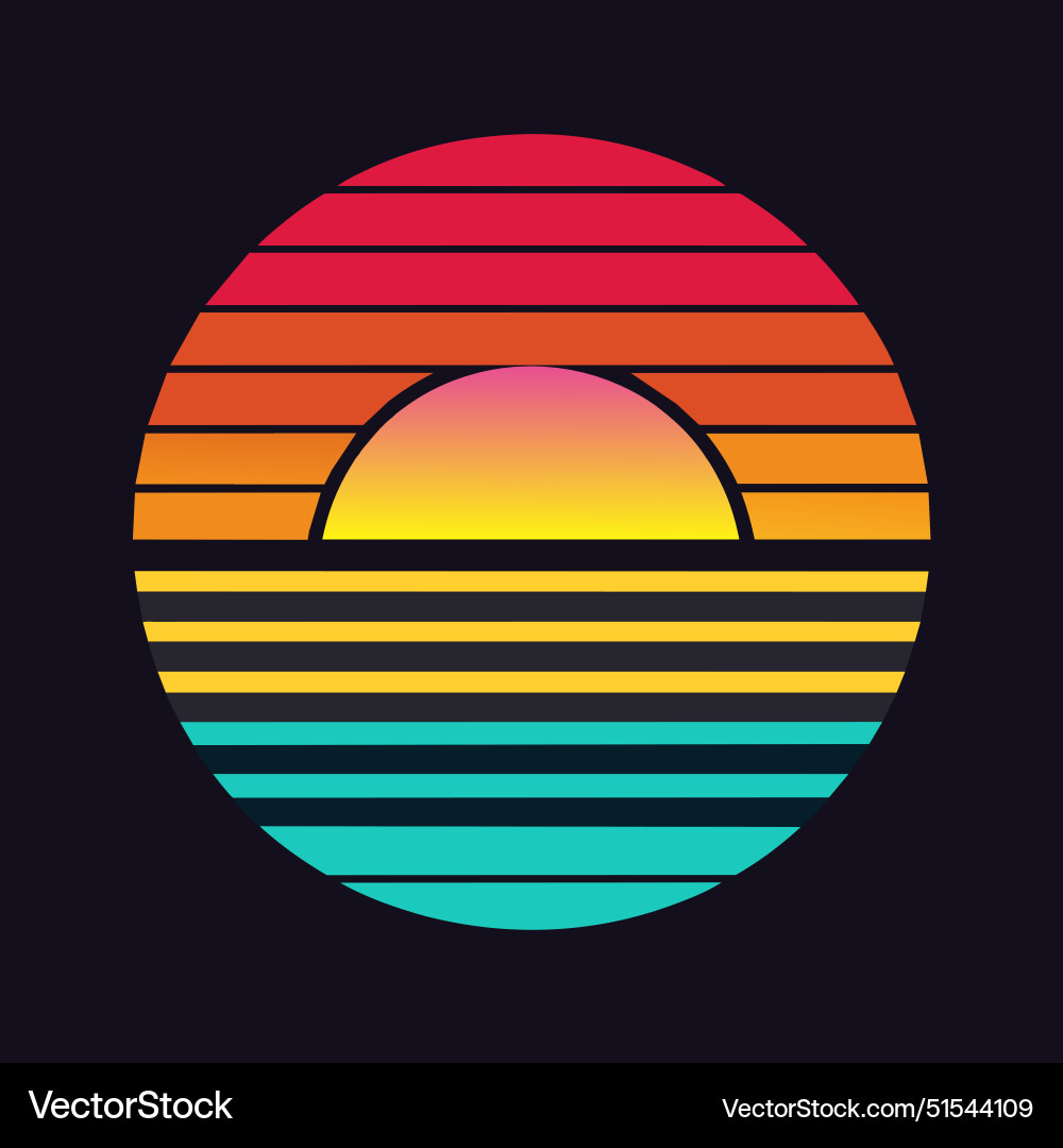Retro wave pattern with sun vintage and nostalgic Vector Image