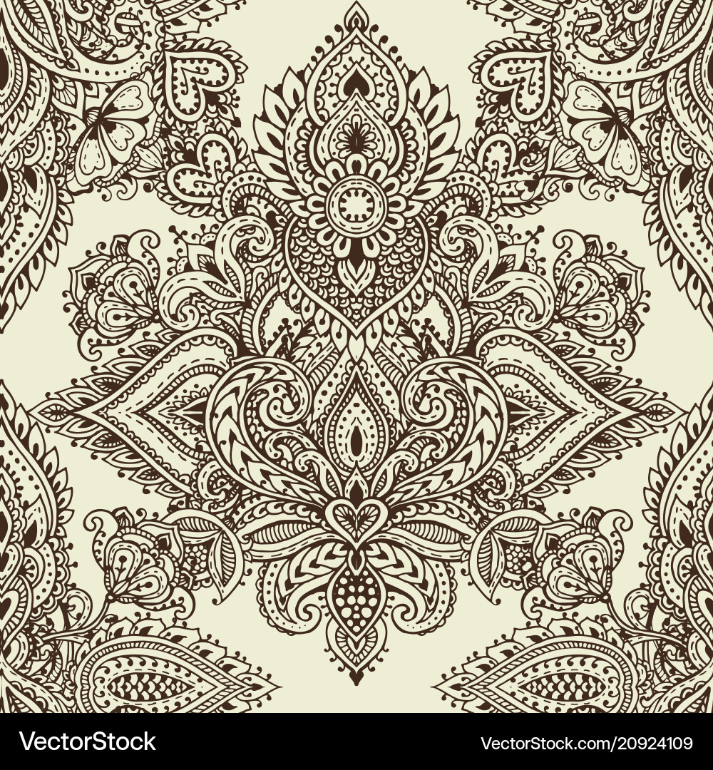 Seamless pattern with henna mehndi floral Vector Image