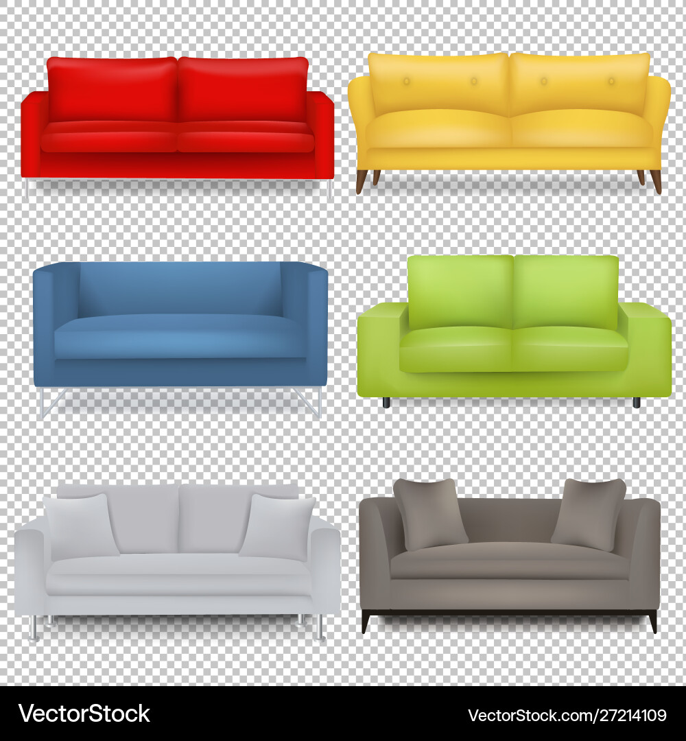 Sofa big set isolated transparent background Vector Image