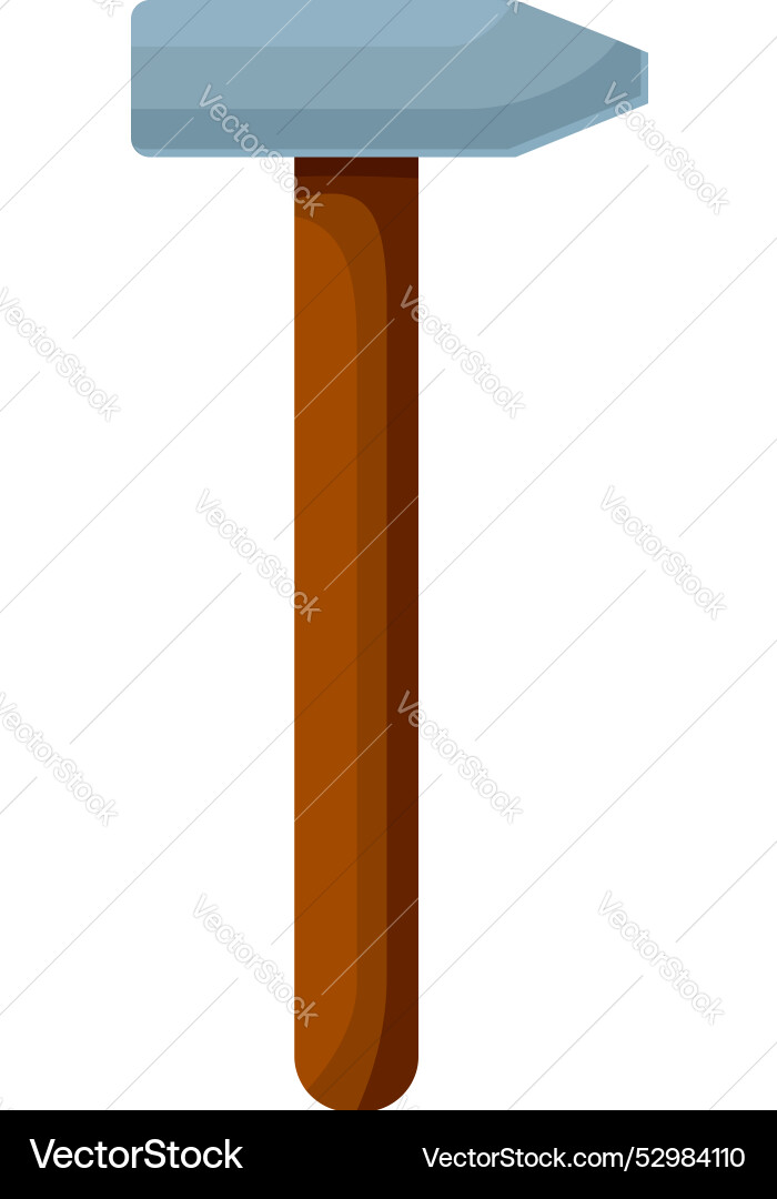Cartoon hammer standing with wooden handle Vector Image