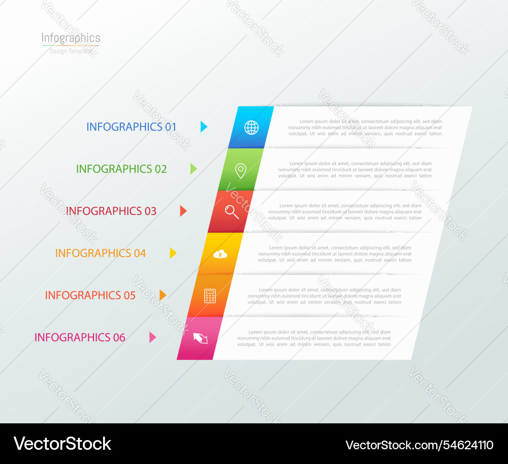 Infographic 6 options design elements Royalty Free Vector