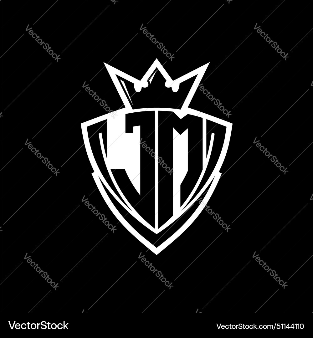 Jm letter logo with sharp triangle shield shape Vector Image