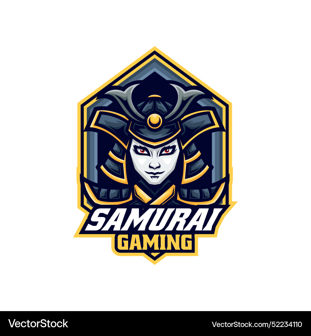 Logo samurai e- sport and style Royalty Free Vector Image