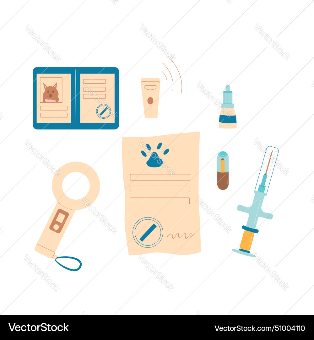 Microchip pets service chip scanner passport Vector Image