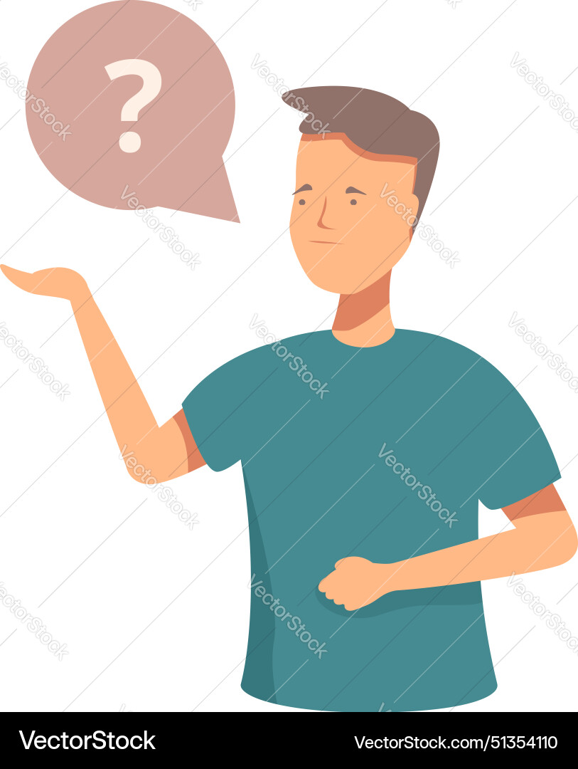 Perplexed young man with question mark Royalty Free Vector