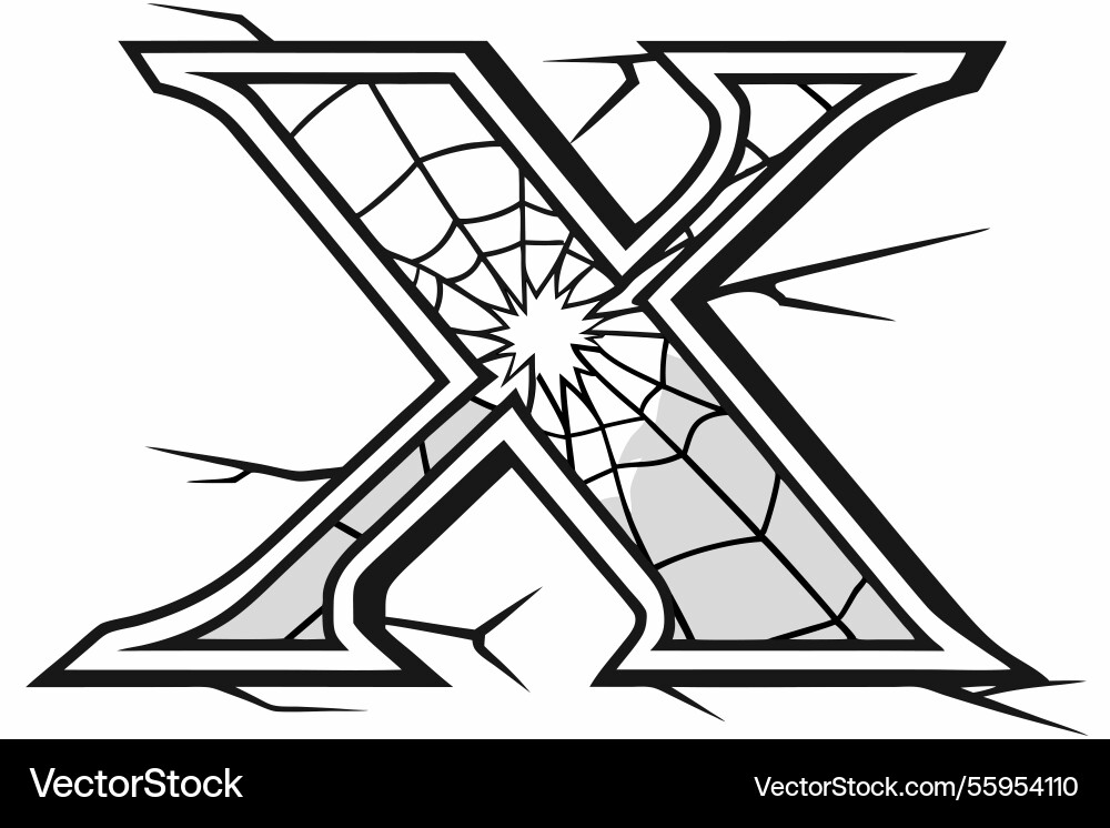 Stylized x letter design with sharp jagged edges Vector Image