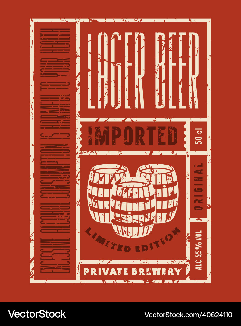 Template label for lager beer Royalty Free Vector Image