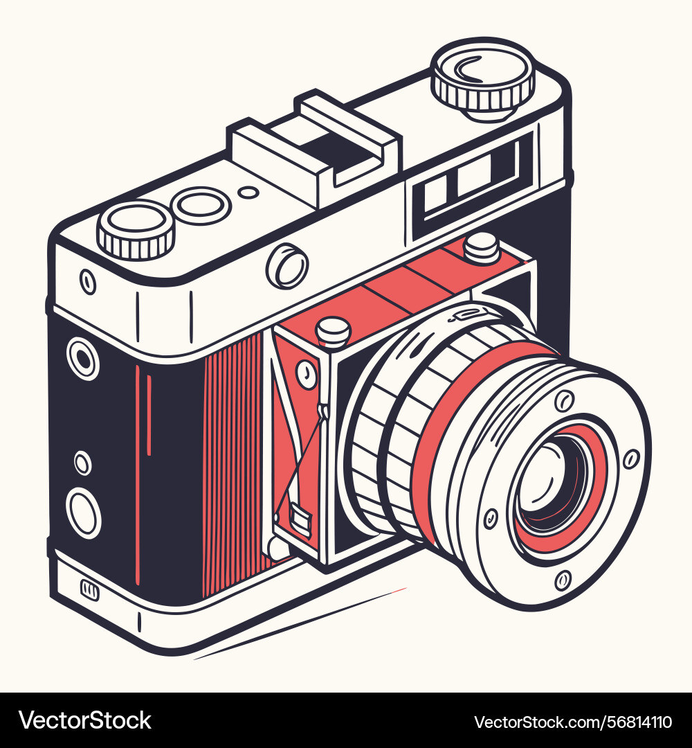 Vintage camera isometric design Royalty Free Vector Image