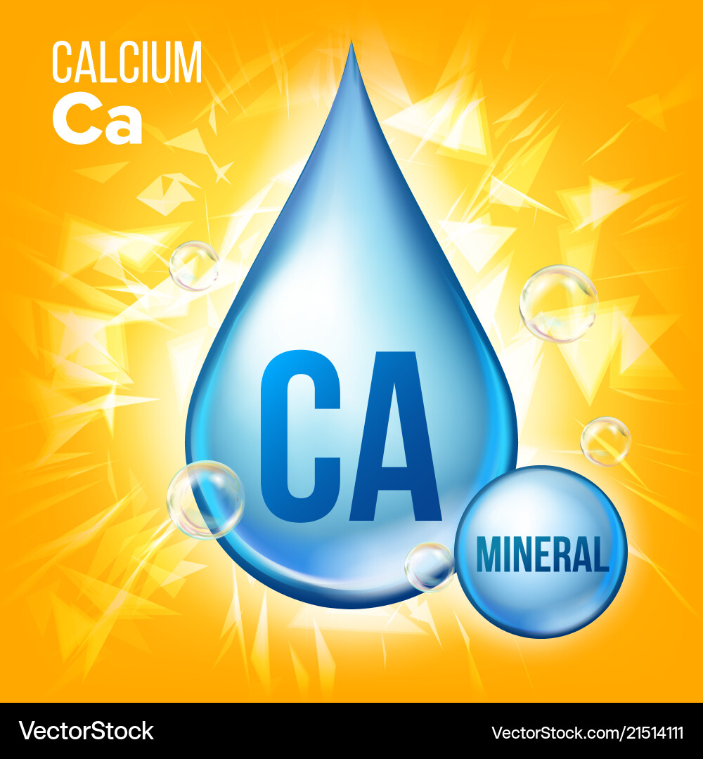 Ca calcium mineral blue drop icon vitamin Vector Image