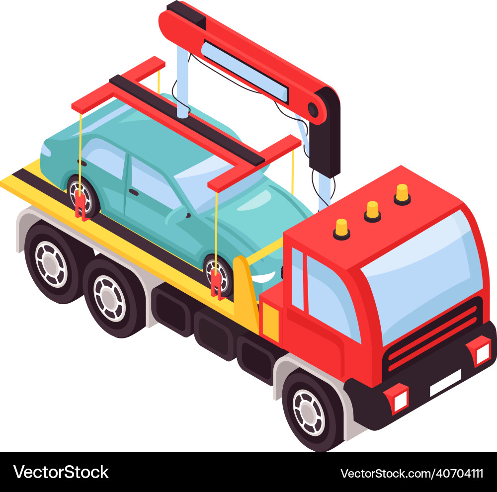 Car tow truck composition Royalty Free Vector Image