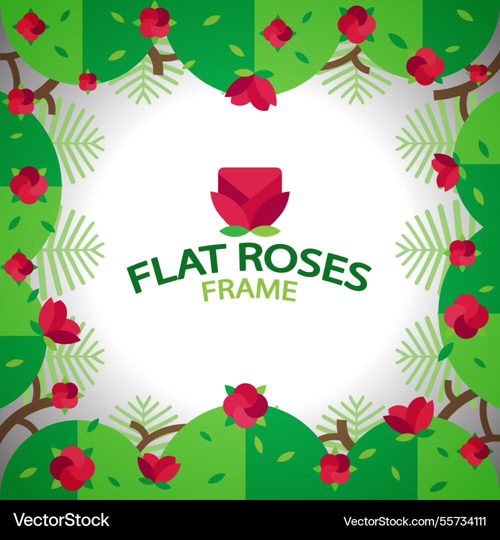 Decorative frame of flat roses Royalty Free Vector Image